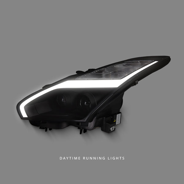 Nissan GT-R R35 (2007 - 2014) Sequential Black LED DRL Projector Headl ...